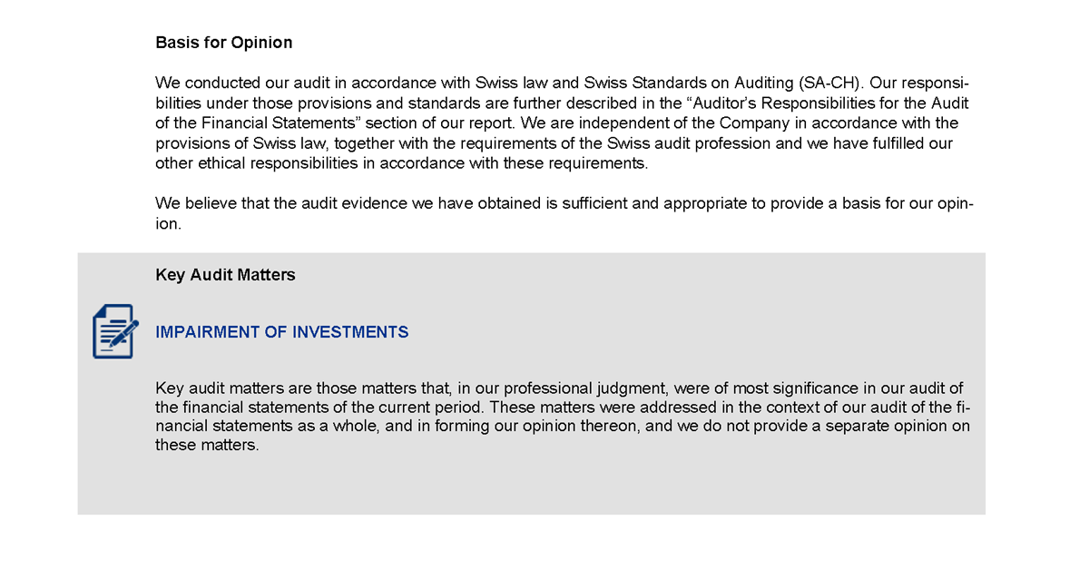 Report of the Statutory Auditor on the Financial Statements - Annual ...